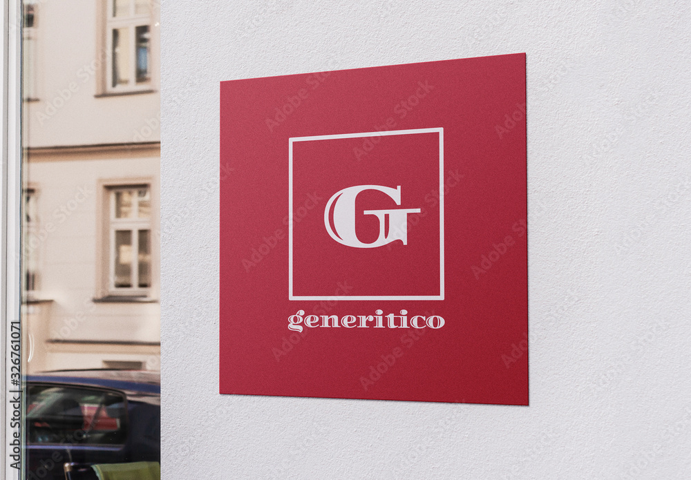 Entrance Mockup Wall Mount Sign Logo Plastic Stock Template | Adobe Stock