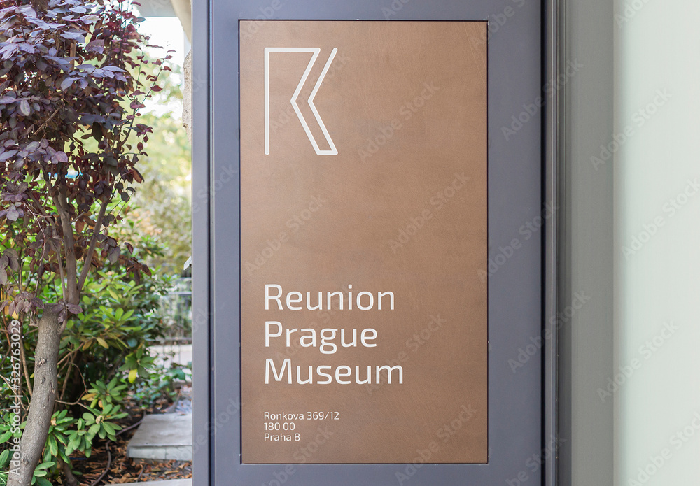 Metal Entrance Logo Mockup Wall Mount Sign Front Stock Template | Adobe ...