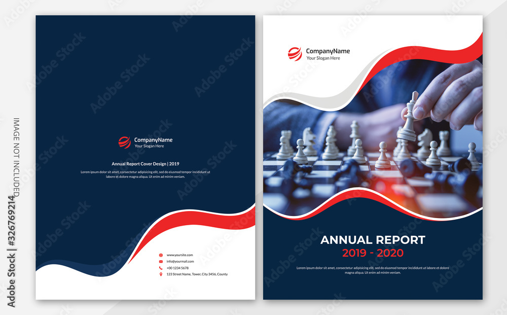 Front and Back Annual Report Cover Design with Image Stock Vector ...