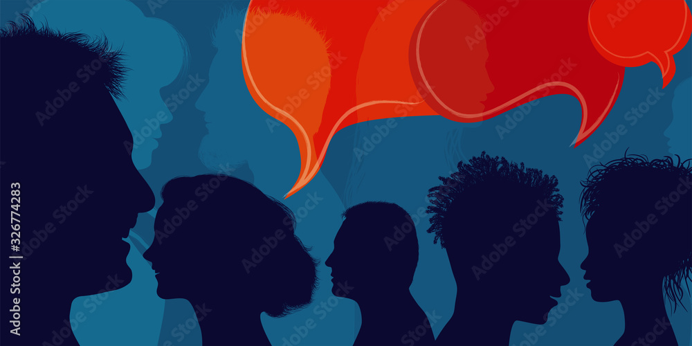 Multicultural population.Crowd people talking.Diversity people.Many ...