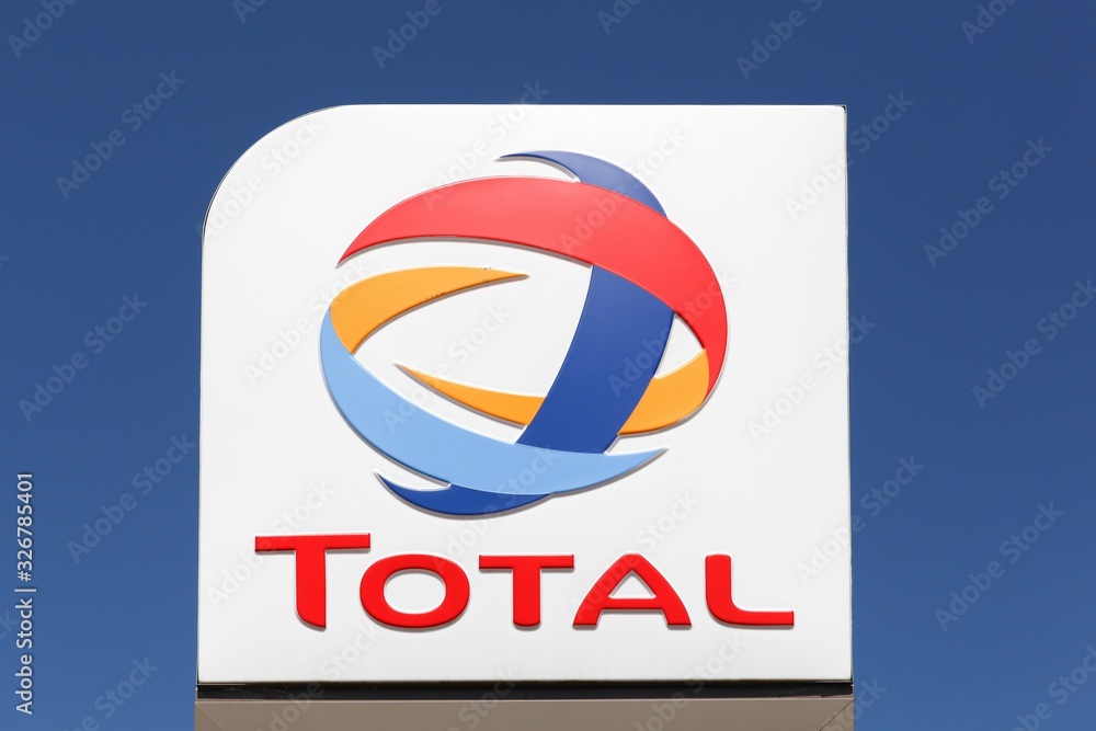 Foto de Marguerittes, France - July 1, 2018: Total logo on a pole ...