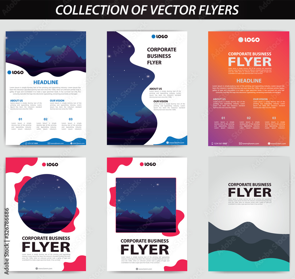 collection of flyers, mega pack brochure design template Stock Vector ...