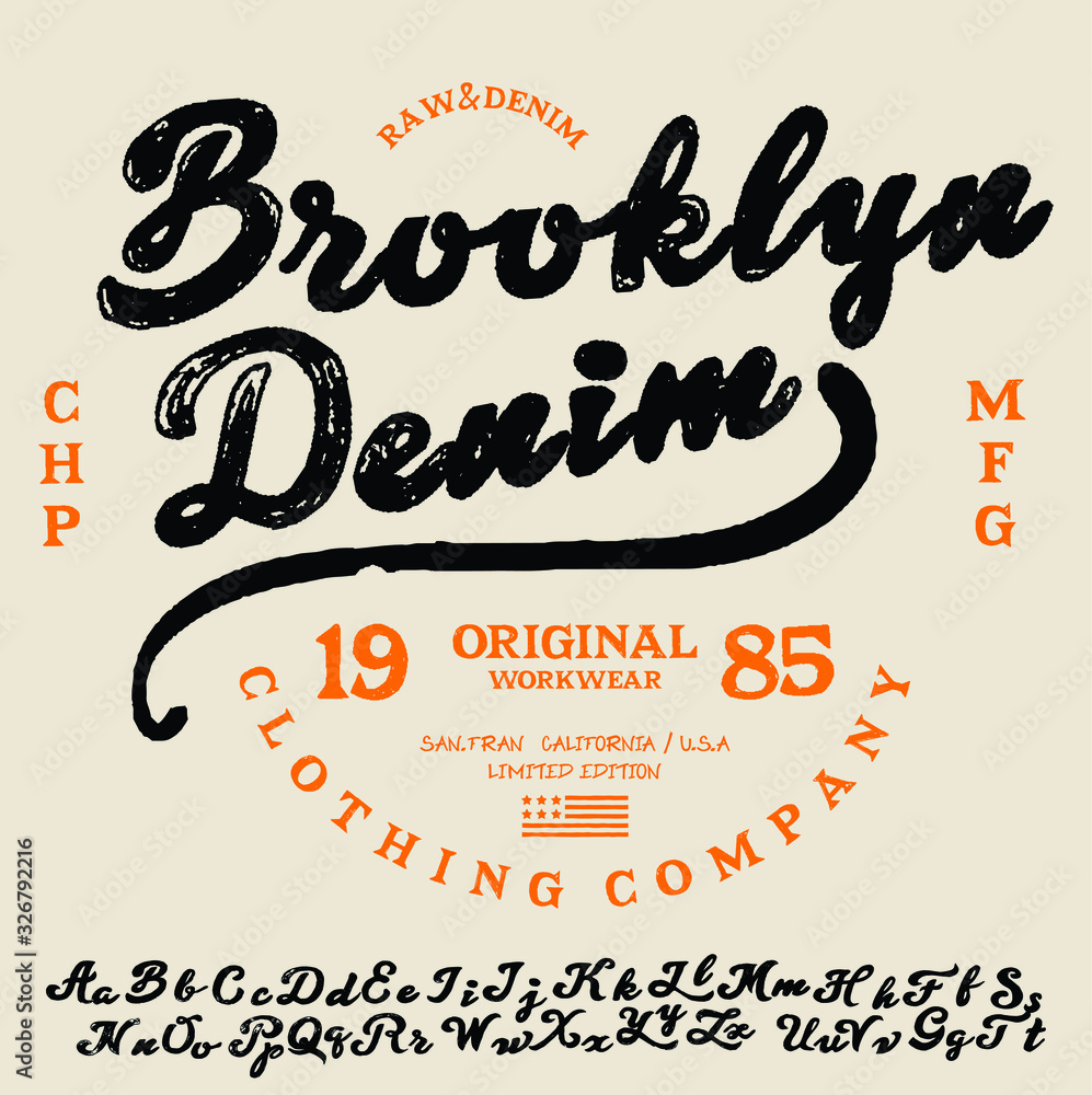 Original vintage Denim print for t-shirt or apparel. Old school vector ...