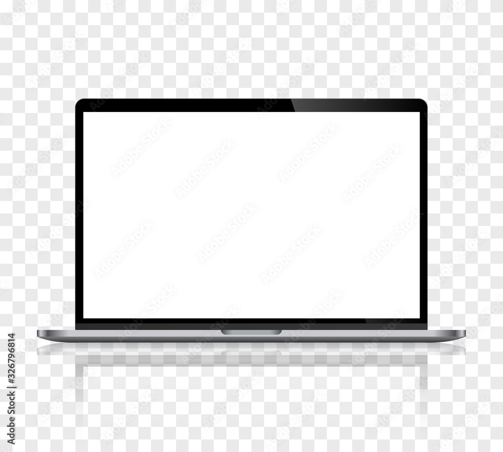 Realistic laptop computer monitor reflect with white screen and ...