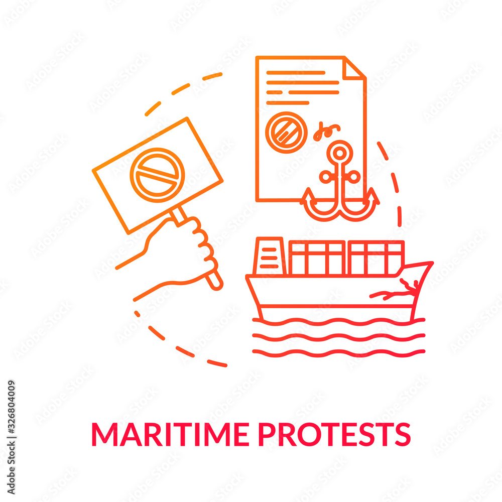 Maritime protest red concept icon. Issue on vessel. Sea law. Cargo ...