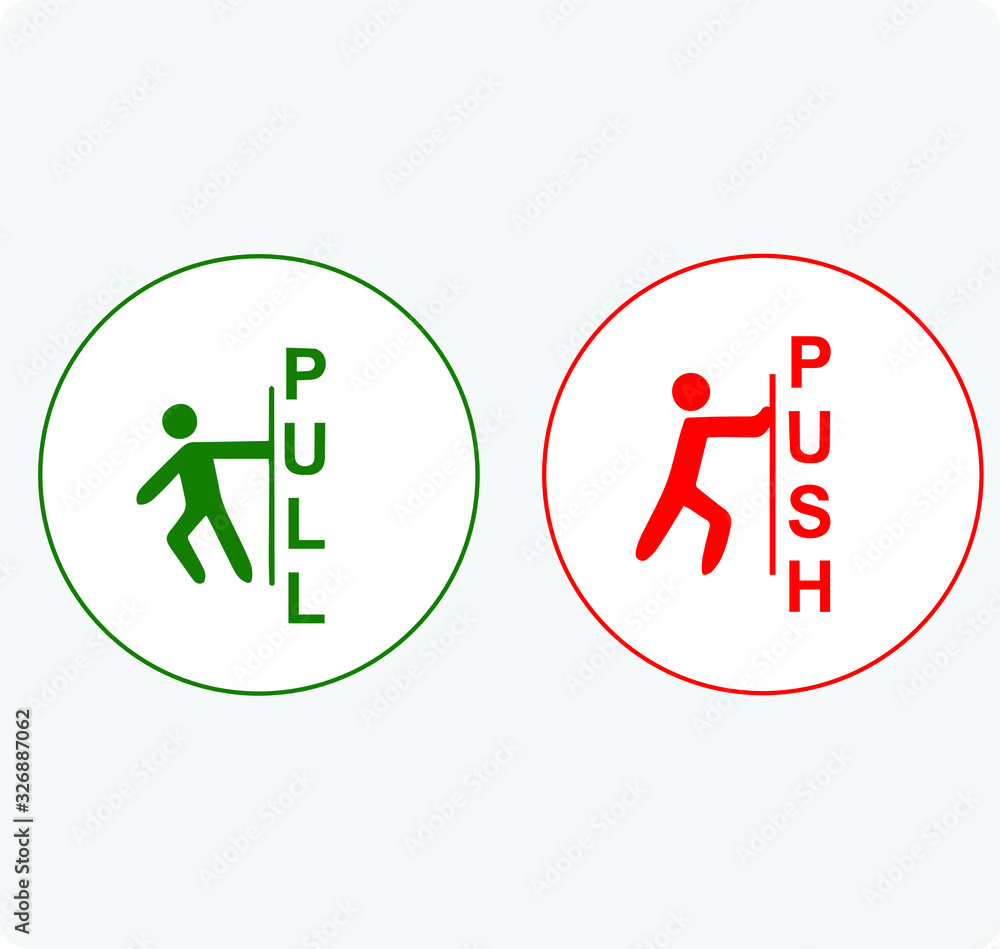 Push Pull Door Vector Push And Pull Icon Sticker Design , 59% OFF