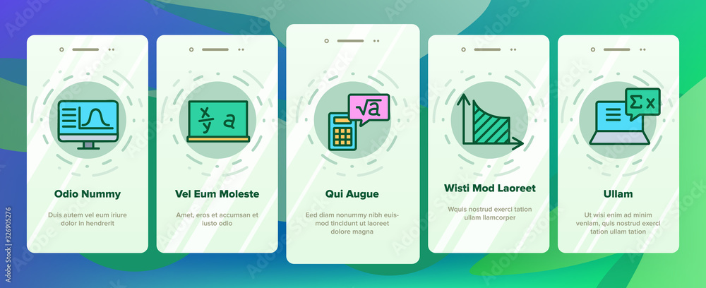 Math Science Education Onboarding Icons Set Vector. Math Formula And ...