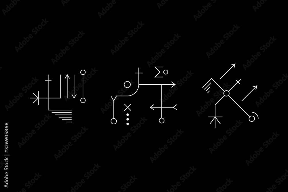 Mysterious geometry white symbol set. Ancient secret inscriptions. Cave ...