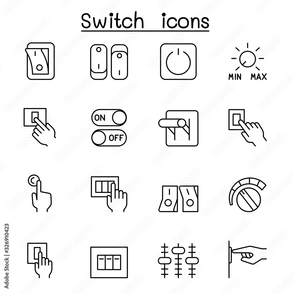 Switch icon set in thin line style Stock Vector | Adobe Stock