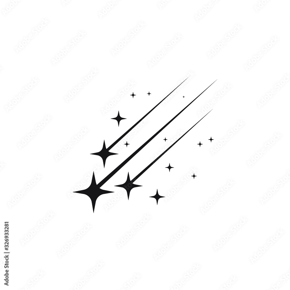 Black falling stars icon design. vector illustration Stock Vector ...