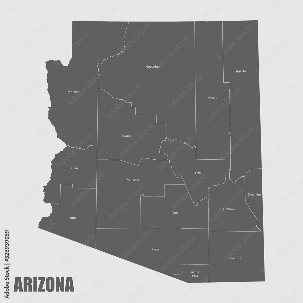 Arizona counties map Stock Vector | Adobe Stock