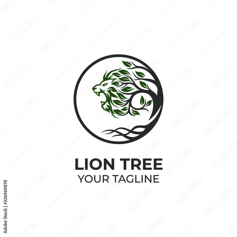 Lion tree logo vector Stock Vector | Adobe Stock