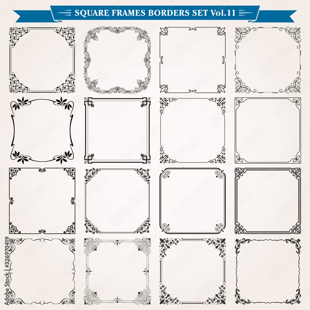 Decorative square frames and borders set 11 vector Stock Vector | Adobe ...