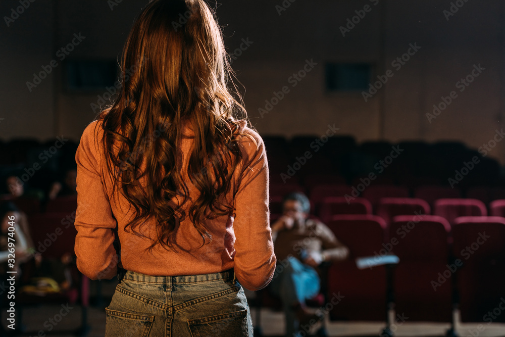 back view of actress and stage director in theater Stock Photo | Adobe ...