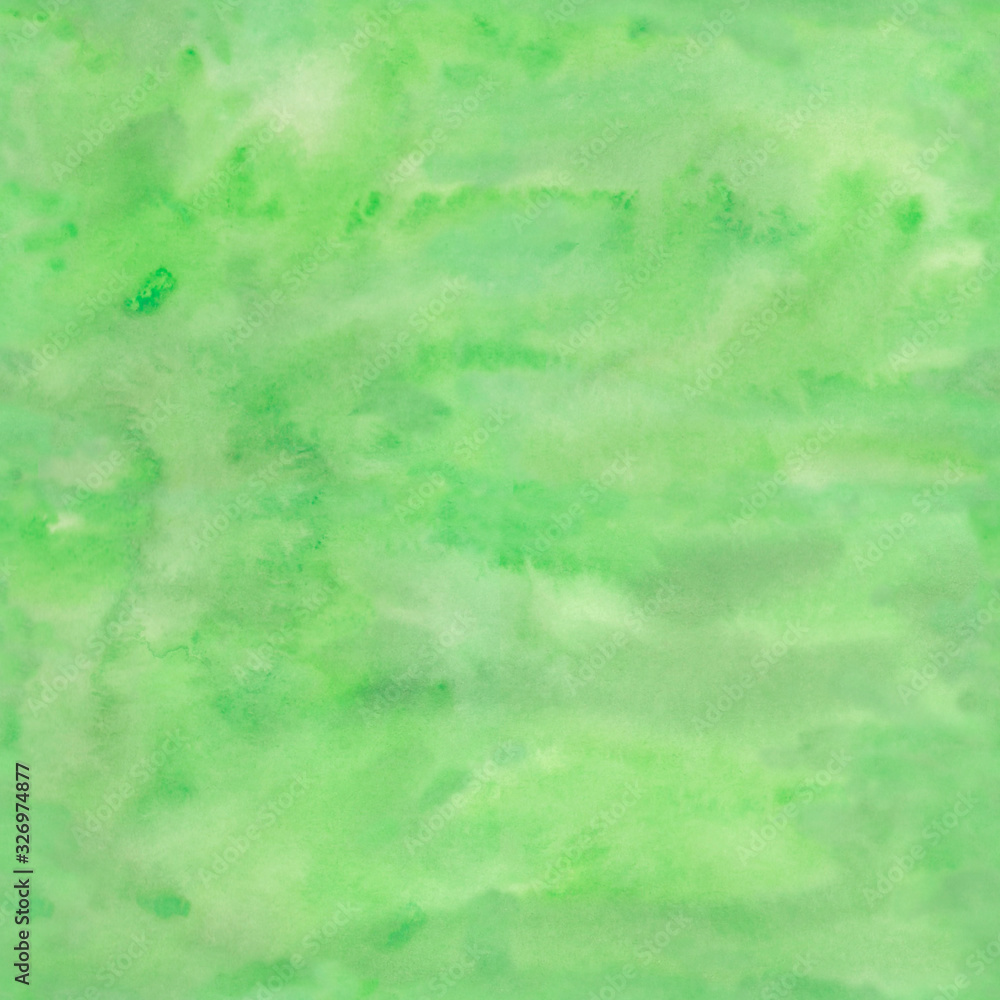 Watercolor light-green abstract background with splashes, drops. Hand ...
