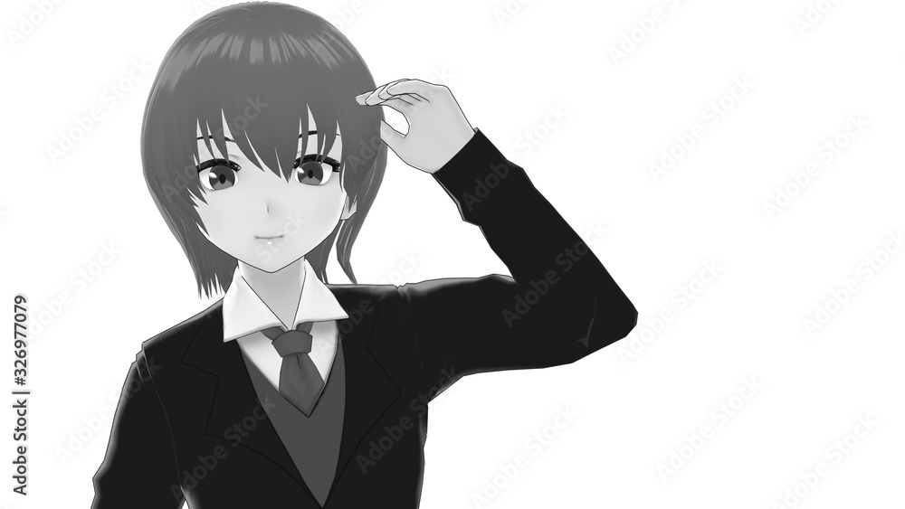 ภาพประกอบสต็อก Anime Girl Cartoon Character In Business Suit Or