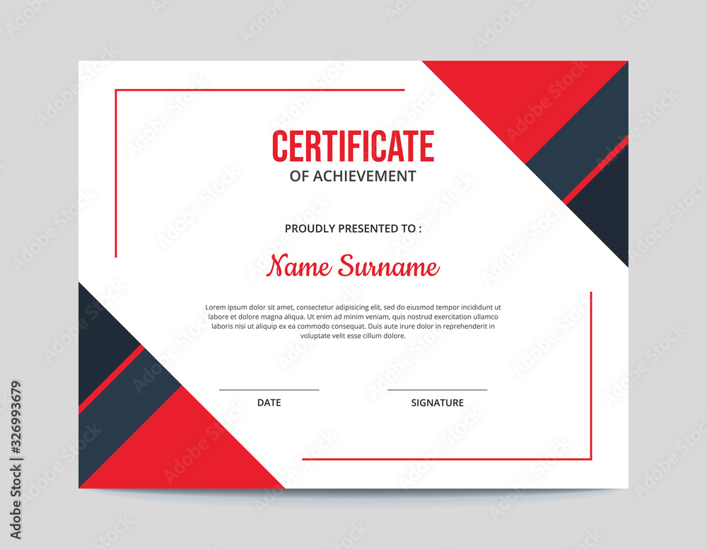 Simple Red and Blue Certificate Design Stock Vector | Adobe Stock