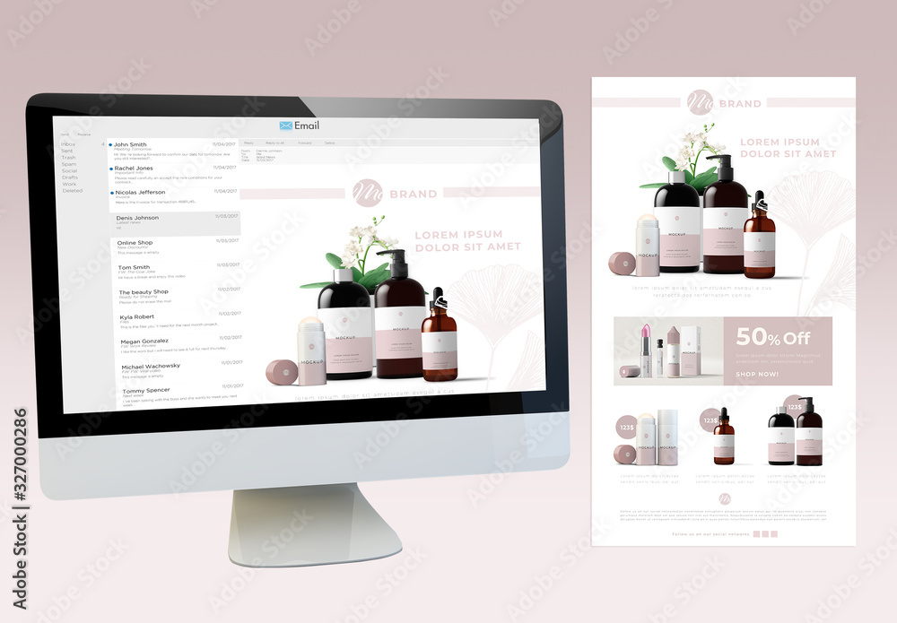 Cosmetic Products Shop Digital Newsletter Layout Stock Template | Adobe ...