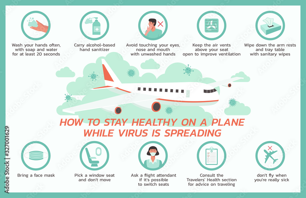 how to stay healthy on a plane while virus is spreading infographic ...