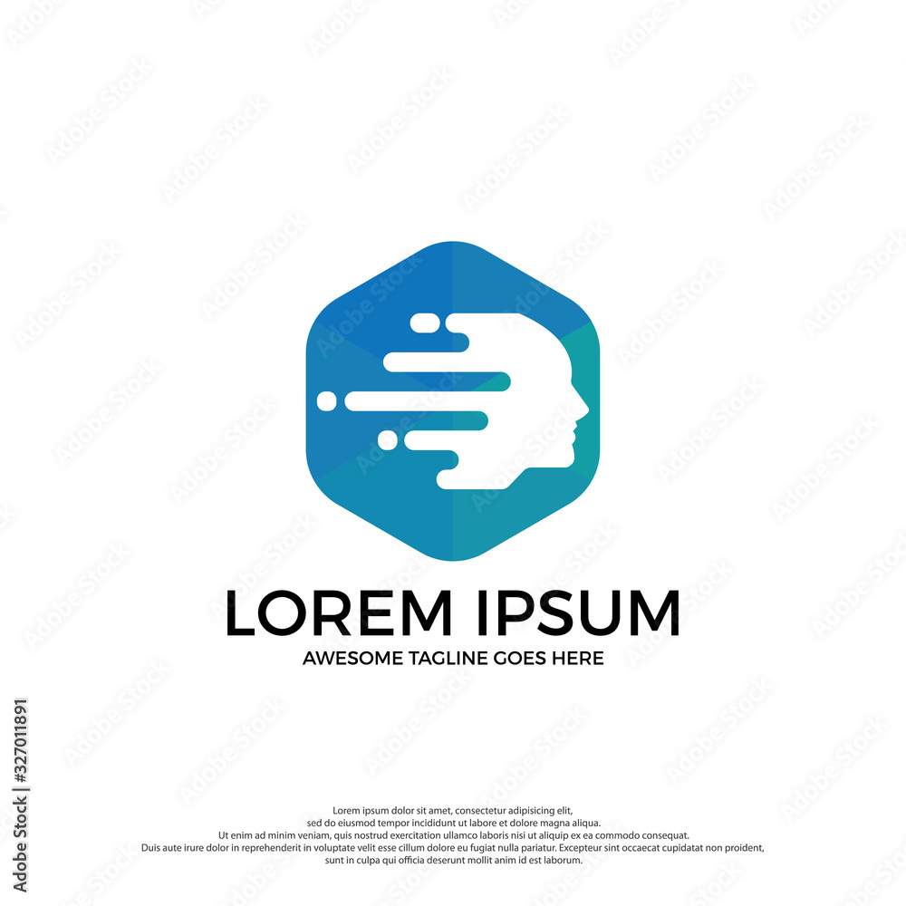 Abstract Human face logo illustration template. flat style design ...