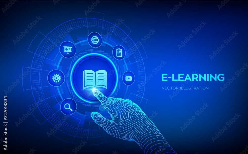 E-learning. Innovative online education and internet technology concept ...