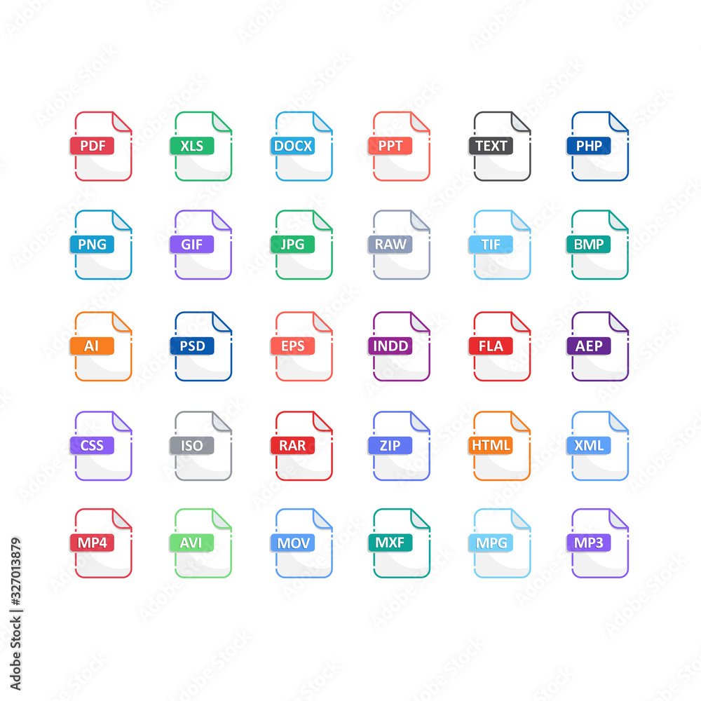 files Format icons set with flat design big pack of Document, Sysytem ...