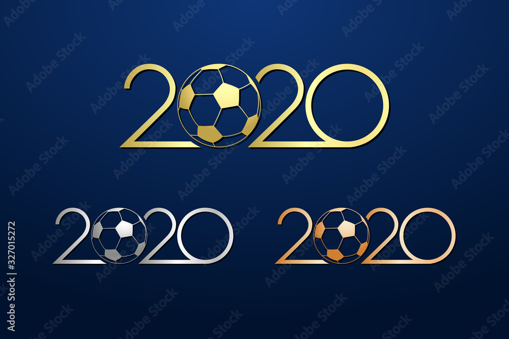 Soccer competition of 2020 icon, awards concept. Metallic digits logo ...
