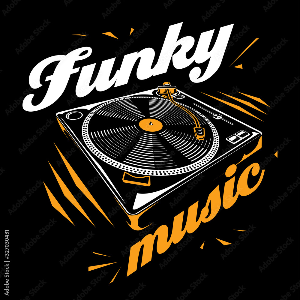 Funky music - turntable poster design Stock Vector | Adobe Stock