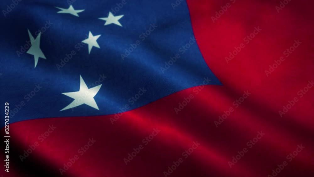 Samoa flag waving in the wind. National flag of Samoa. Sign of Samoa ...
