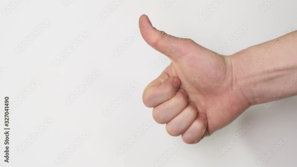 Thumbs up sign hand gesture on white background. Simbol of approval ...