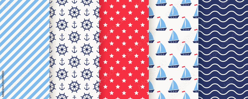 Nautical, marine seamless pattern. Vector. Sea backgrounds with ...