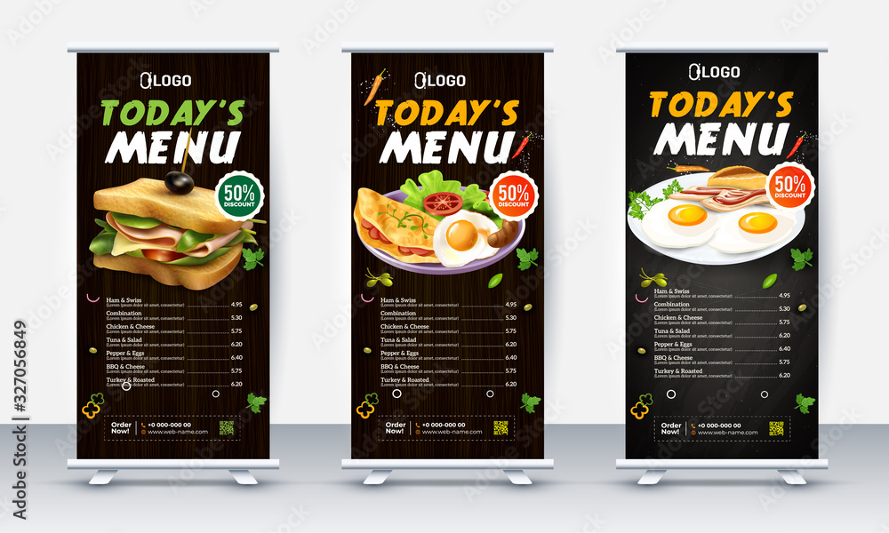 Fast food roll up banner restaurant menu template Design brochure ...