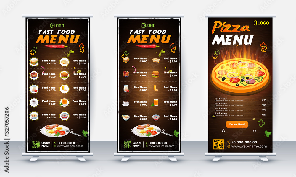 Fast food roll up banner restaurant menu template Design brochure ...