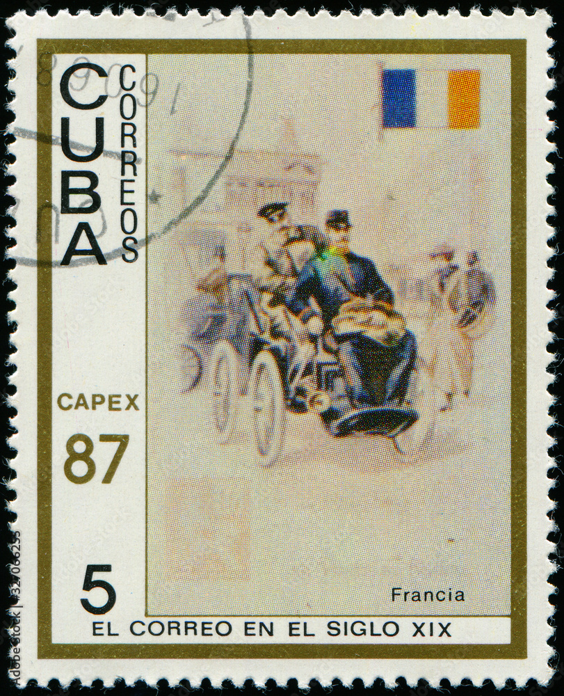 CUBA - CIRCA 1987: postage stamp 5 Cuban centavos printed by Republic ...