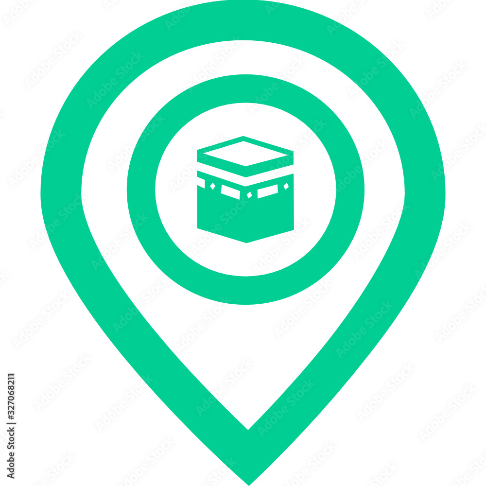 Qibla map pin . Muslim prayer direction. Kaaba direction. Mecca, Saudi ...