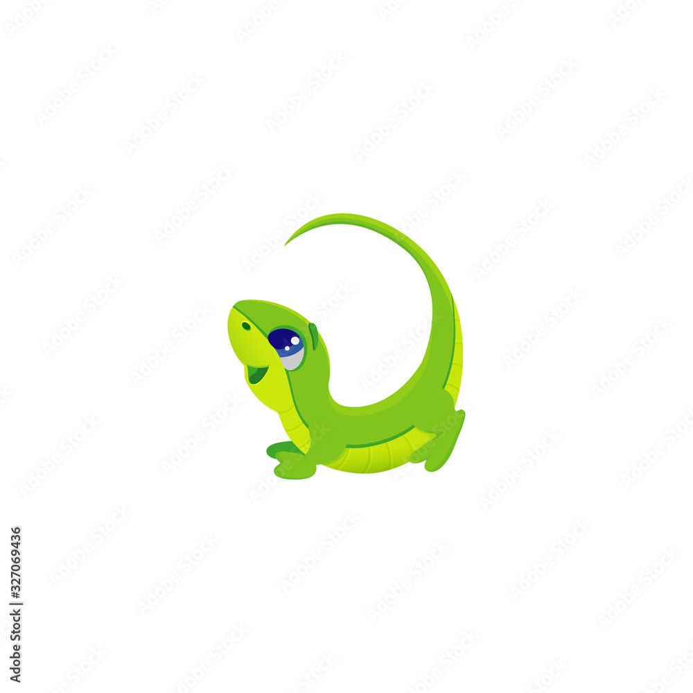 Vector illustration of cartoon green letter L with cute funny little ... Vector illustration of cartoon green letter L with cute funny little ...