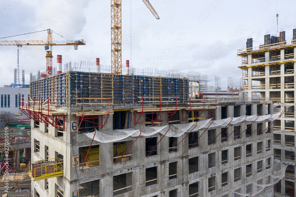 Safety net system construction on building Stock Photo | Adobe Stock