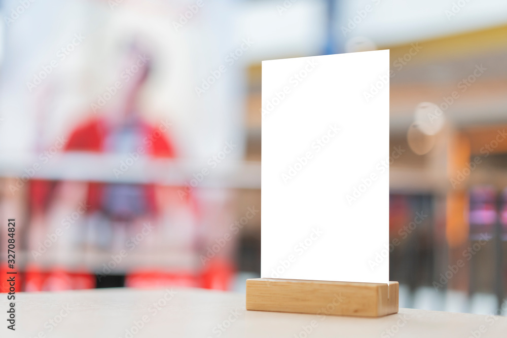 Mock up Label the blank menu frame in Bar restaurant ,Stand for ...