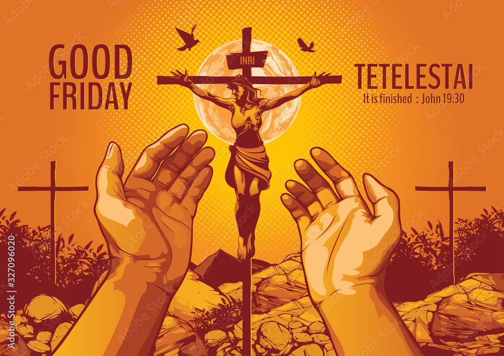 Good Friday, vector illustration of Jesus Christ Crucifixion. Stock ...