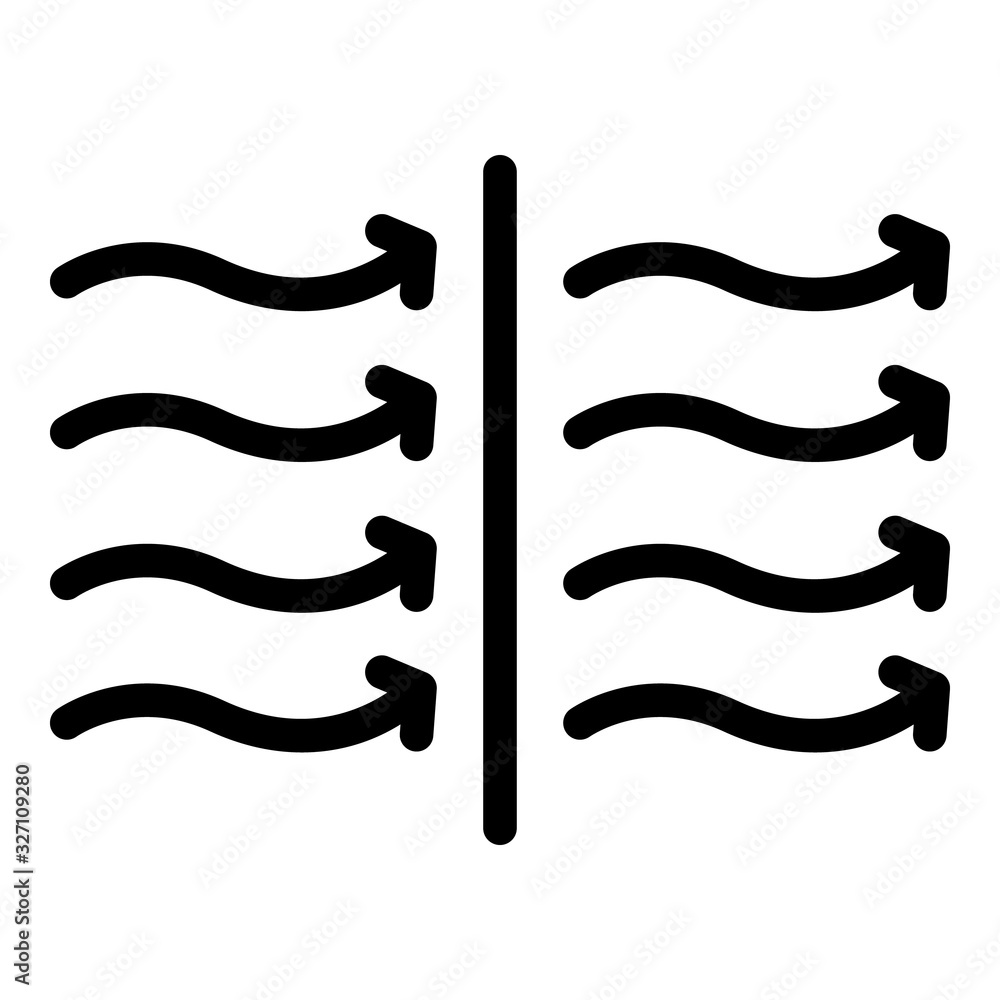 Wavy arrows of heat icon. Outline wavy arrows of heat vector icon for ...