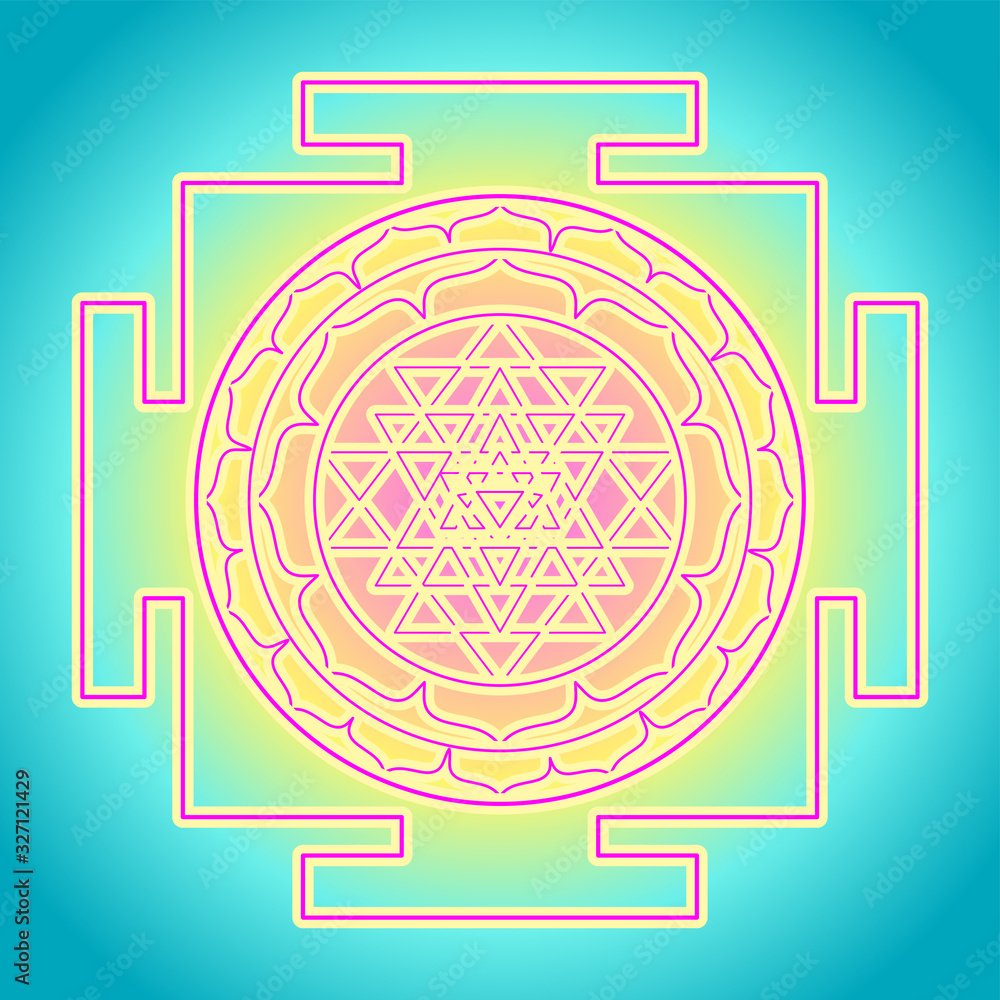 The Sri Yantra or Sri Chakra, form of mystical diagram, Shri Vidya ...