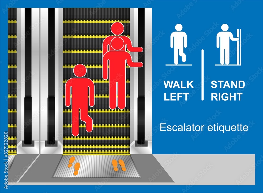 Escalator etiquette quick handrail motion direction situation machine ...