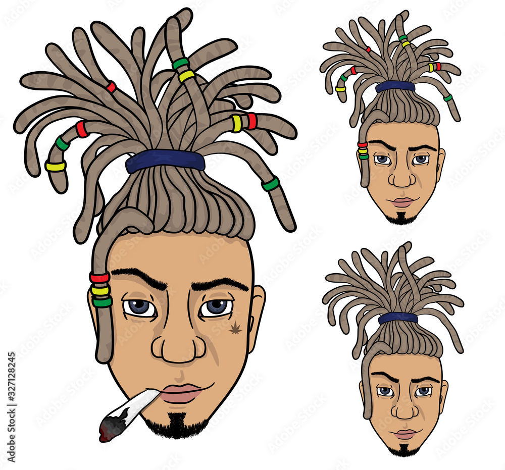 the face of rastaman who smoke. vector. isolated on white background ...