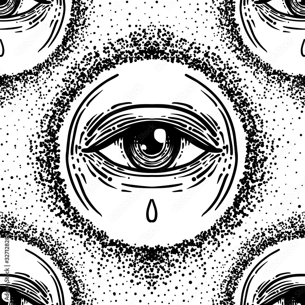 Poster Sacred geometry seamless pattern with all seeing eye isolated on ...