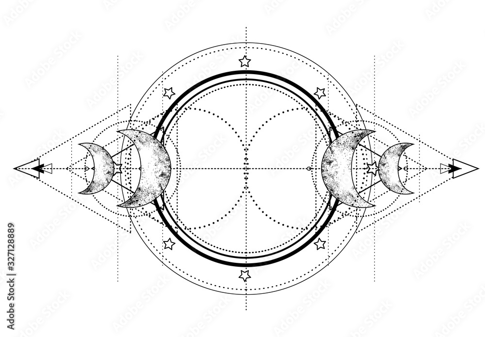 Triple moon pagan Wicca moon goddess symbol. Three-faced Goddess ...