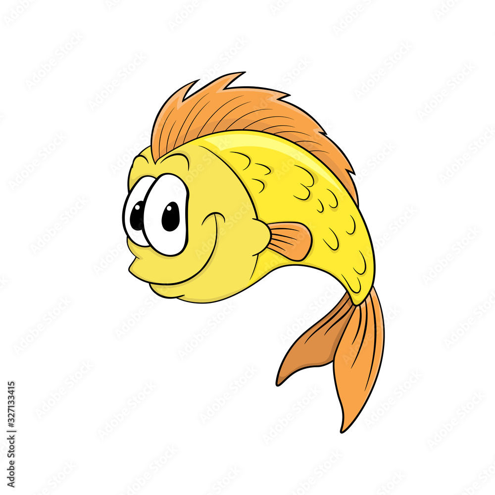 Cartoon smiling goldfish. emoji .vector. stock illustration. isolated ...