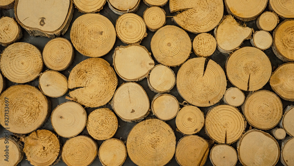 Stack of wooden stumps in cross section texture background Stock Photo ...