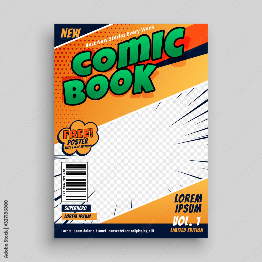 comic book magazine cover page template design Stock Vector | Adobe Stock