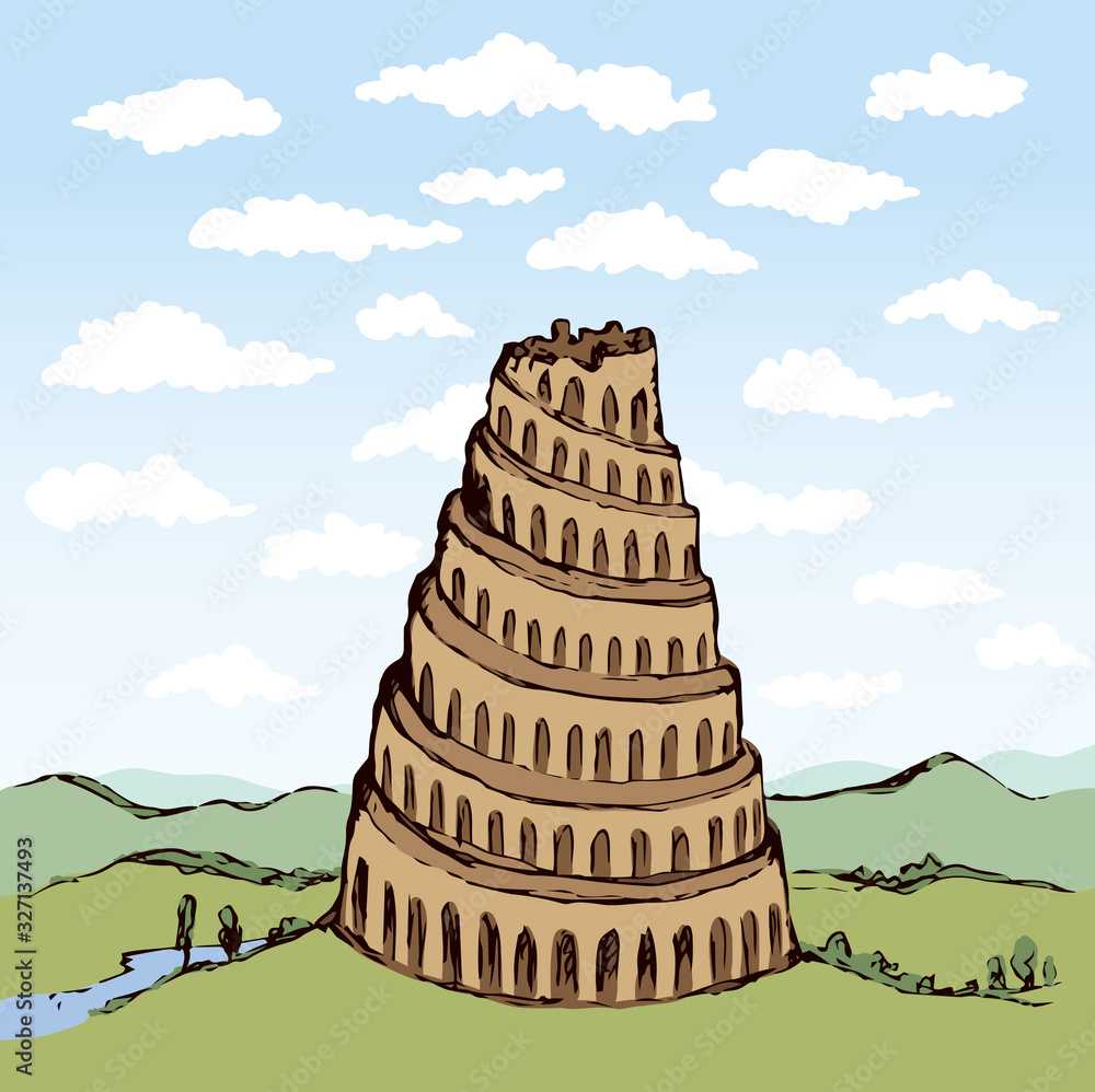Tower of Babel. Vector drawing Stock Vector | Adobe Stock