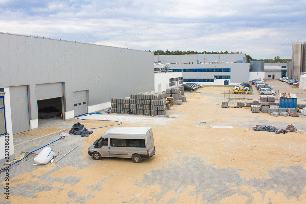 Production workshops and construction work. Workflow scene in ...